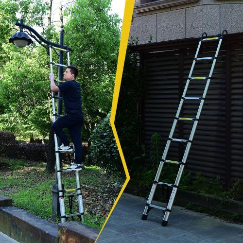 10.5ft Aluminum Telescoping Ladder Extension Ladders Retraction Folding ...