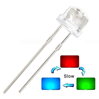 100pcs 5mm Straw Hat RGB Red Green Blue Light Emitting LED Lamp Slow ...