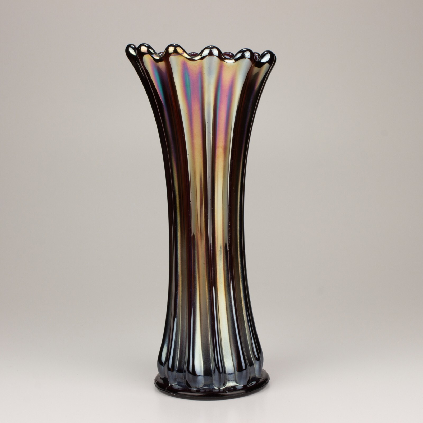 Westmoreland Antique Corinth Swung Carnival Glass Vase, Amethyst | eBay