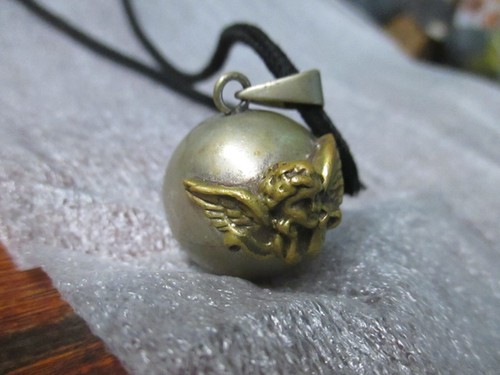 Vintage Silver Tone Brass Ball with ANGEL Caller Chime Bell Pendant ...
