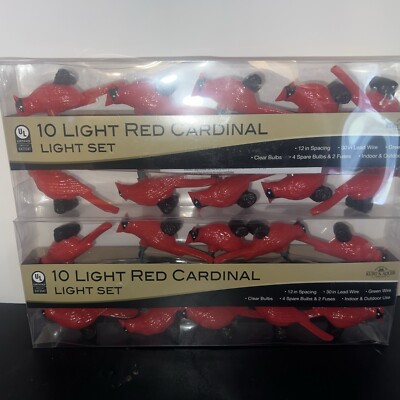 Red Cardinal Bird Light Set , 2 Boxes 10 Lights Each , 20 Total | eBay