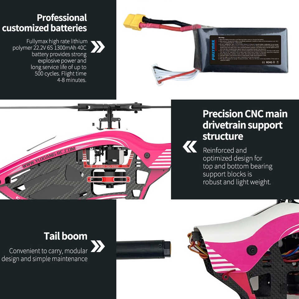 YXZNRC RC Helicopter F280 2.4G 6CH 6-Axis Gyro 3D Brushless Motor ...