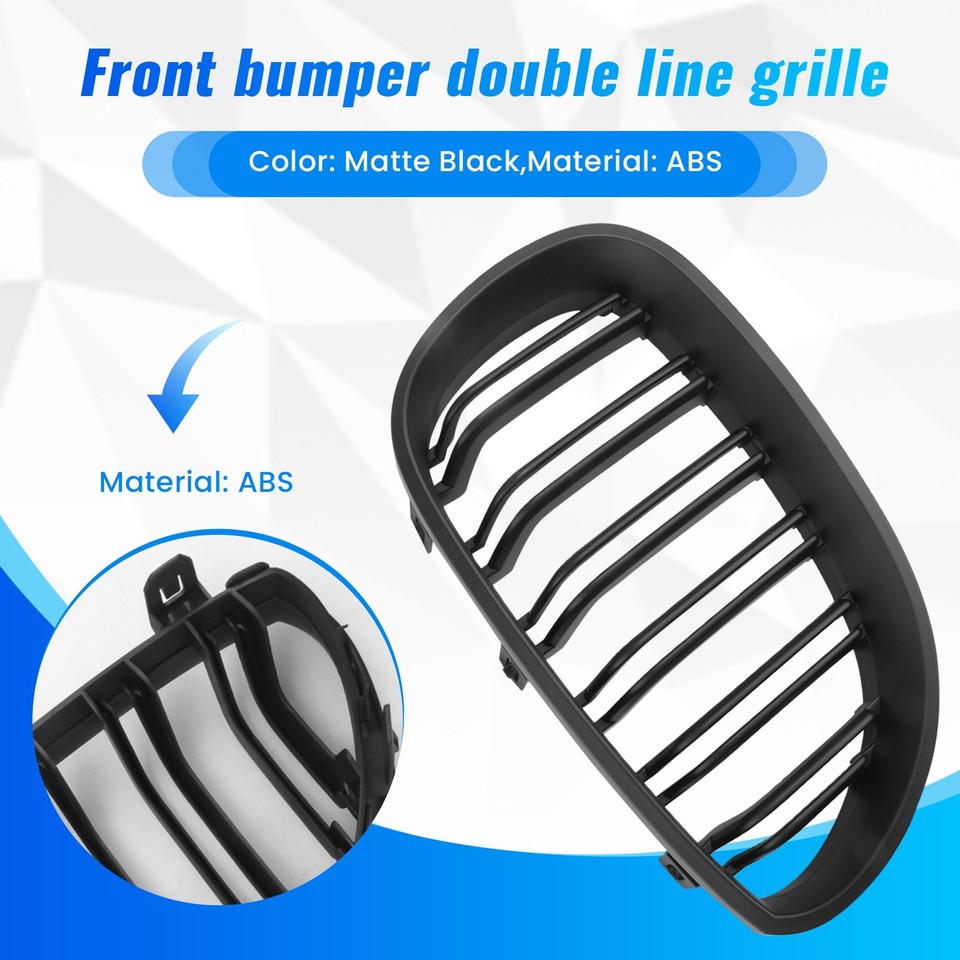 2X(Front Bumper Hood Kidney Grill Replacement Dual Slat Sport Grilles ...
