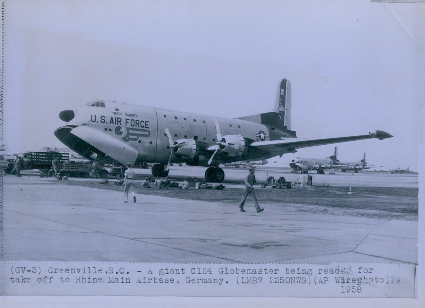 1958 USAF Giant C124 Globemaster Rhine Main Airbase Germany Press Photo ...
