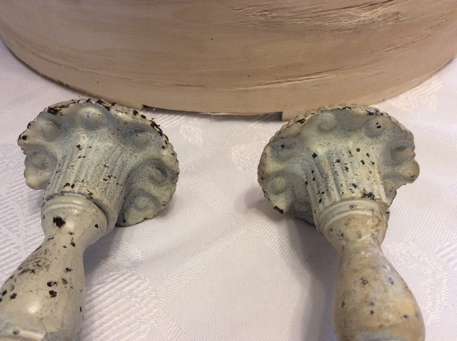 Shabby Vintage Cottage cHic Chippy Paint Iron Garden CandleSticks ...