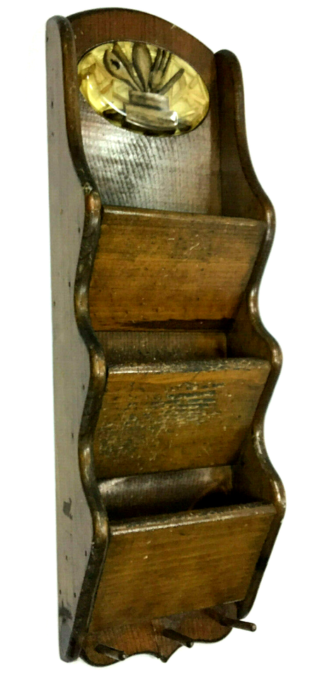 Letter/Bill/Key Holder Old Country Wood Lucite Wall Mounted 20" H ...