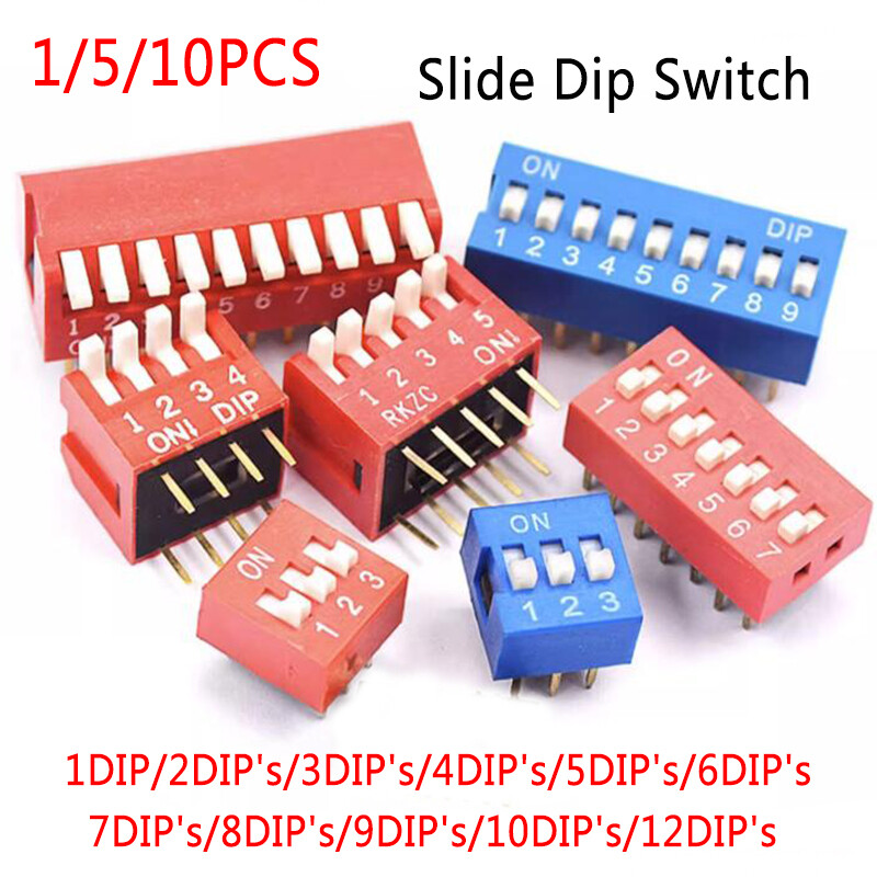 2.54mm Slide Dip Switch Module DIL SPST 1 DIP to 12 DIPs Available Red ...