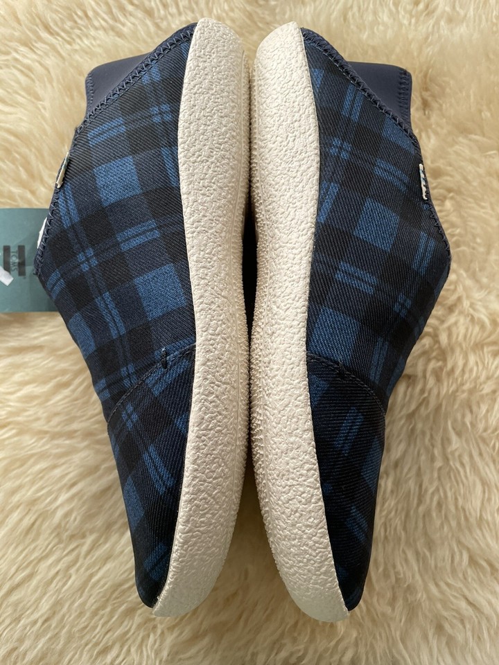Toms Mens Rodeo Slippers Navy Twill Check Size 10 New in Box | eBay
