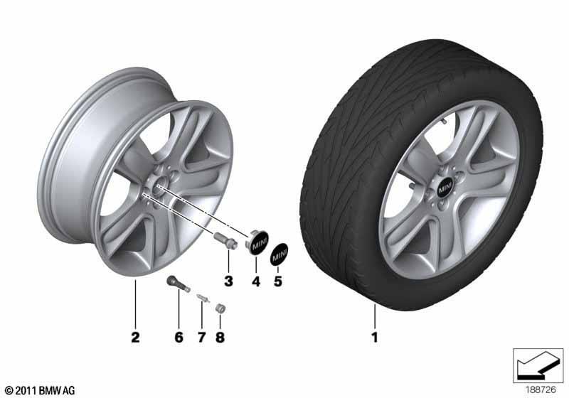 MINI Genuine Light Alloy Wheel Rim Black 7J 17" ET 48 Fits R57 ...