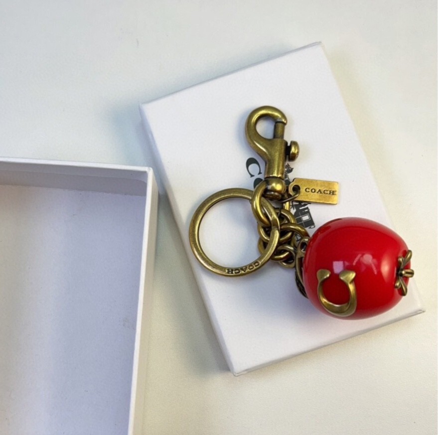 Luxury New.Coach-Red Apple Keychain Bag Charm KeyChain Resin and Metal ...