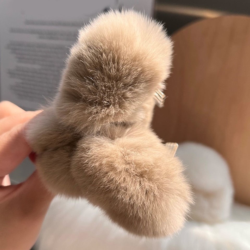 Furry Fluffy Soft Shark Clip Imitation Rabbit Fur Hair Clip Hair ...
