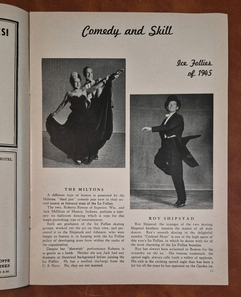 Vintage 1945 Ice Follies Official Program Boston Garden Figure Skating ...