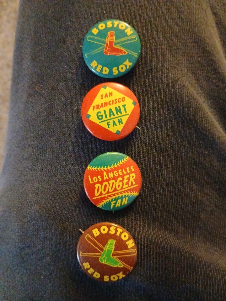 1965-66 GUYS POTATO CHIPS BASEBALL PINS, Boston Red Sox, Dodgers, SF ...