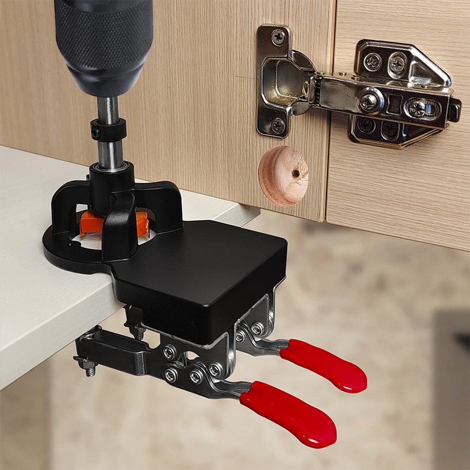 Concealed Positioning Hinge Hole Punch, 35mm Door Hinge Jig with 2 ...