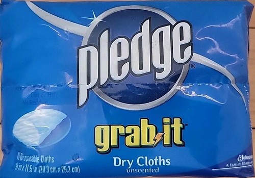 Pledge GRAB IT Dry Disposable 16 Unscented Dusting Cloths 8"x 11.5" New ...