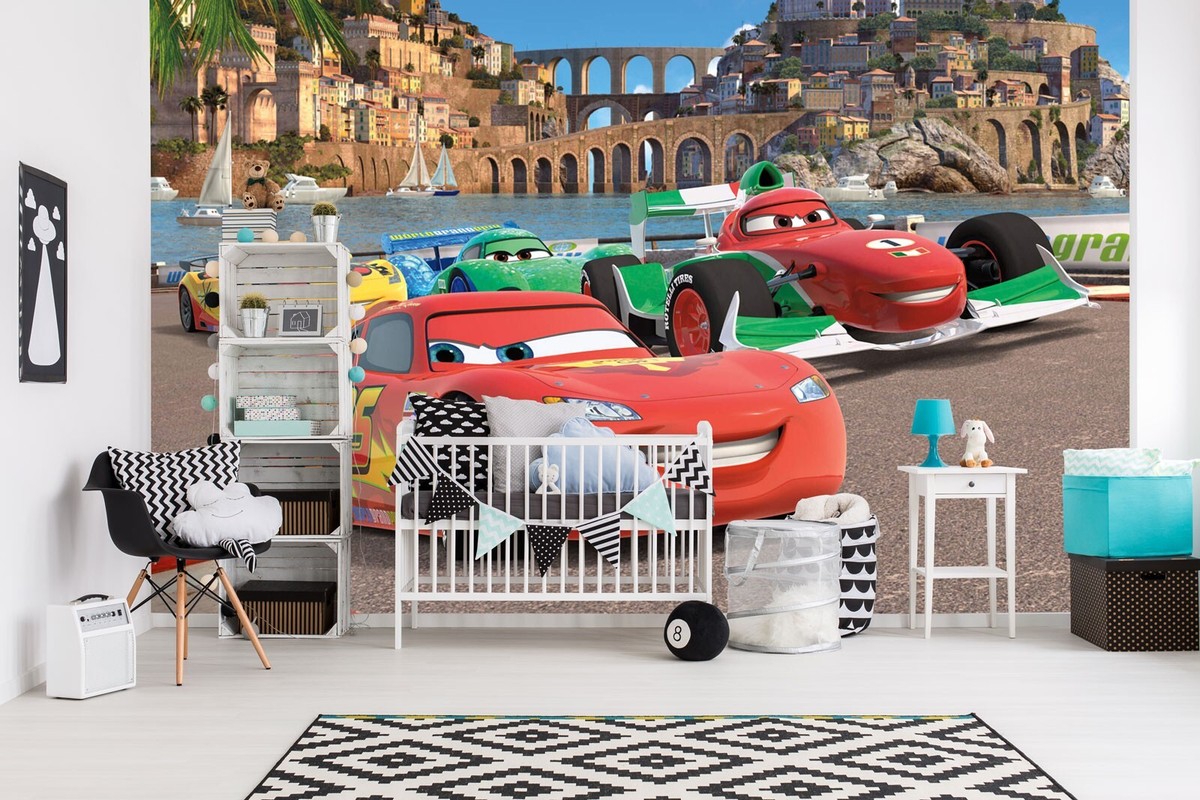 Disney Cars Checkered Wallpaper