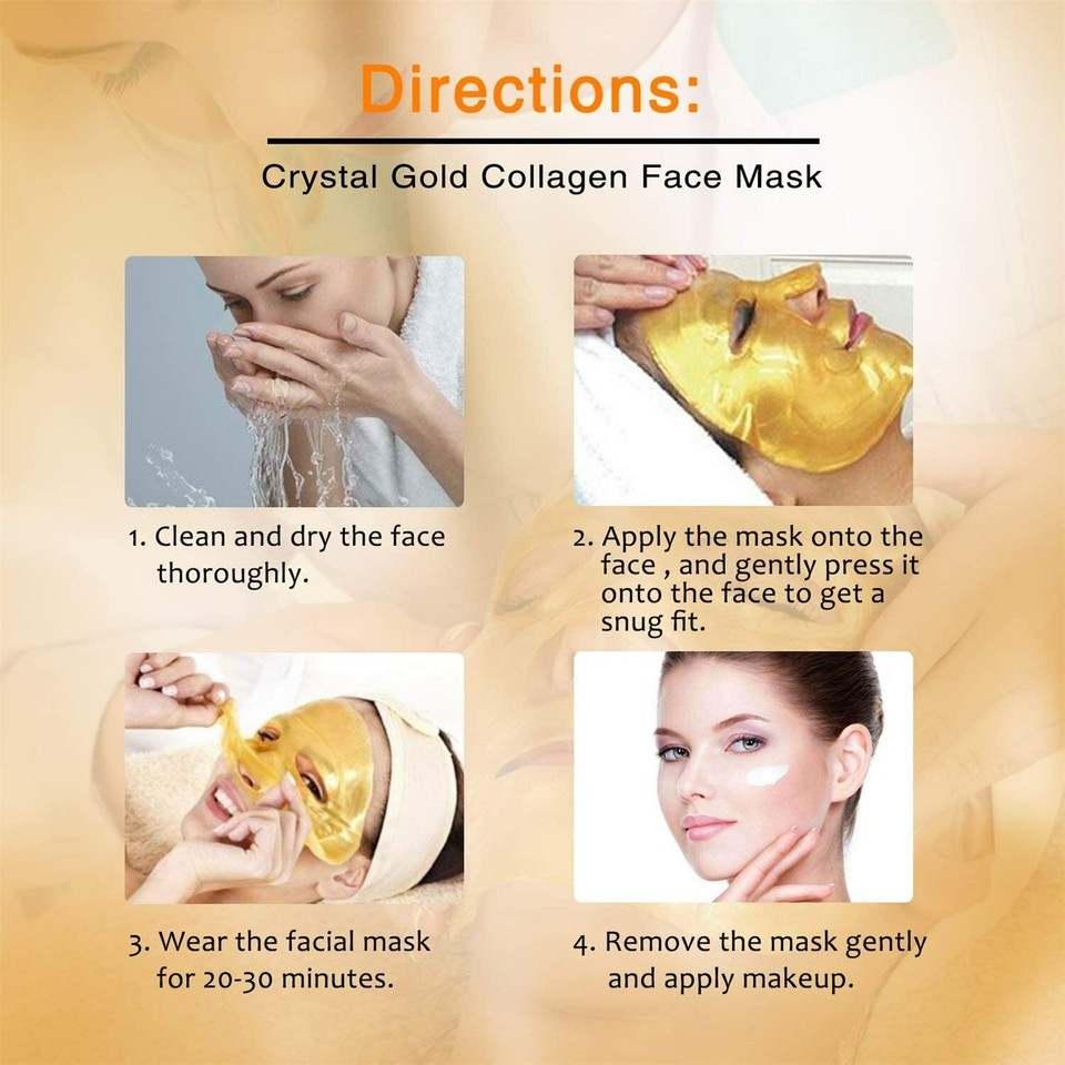 24K Premium Gold Bio Collagen Face Mask - Nourishes, Firms & Hydrates X ...