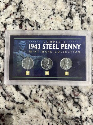 Complete 1943 Steel Penny Mint Mark Collection 3 pc Collectible Coin ...