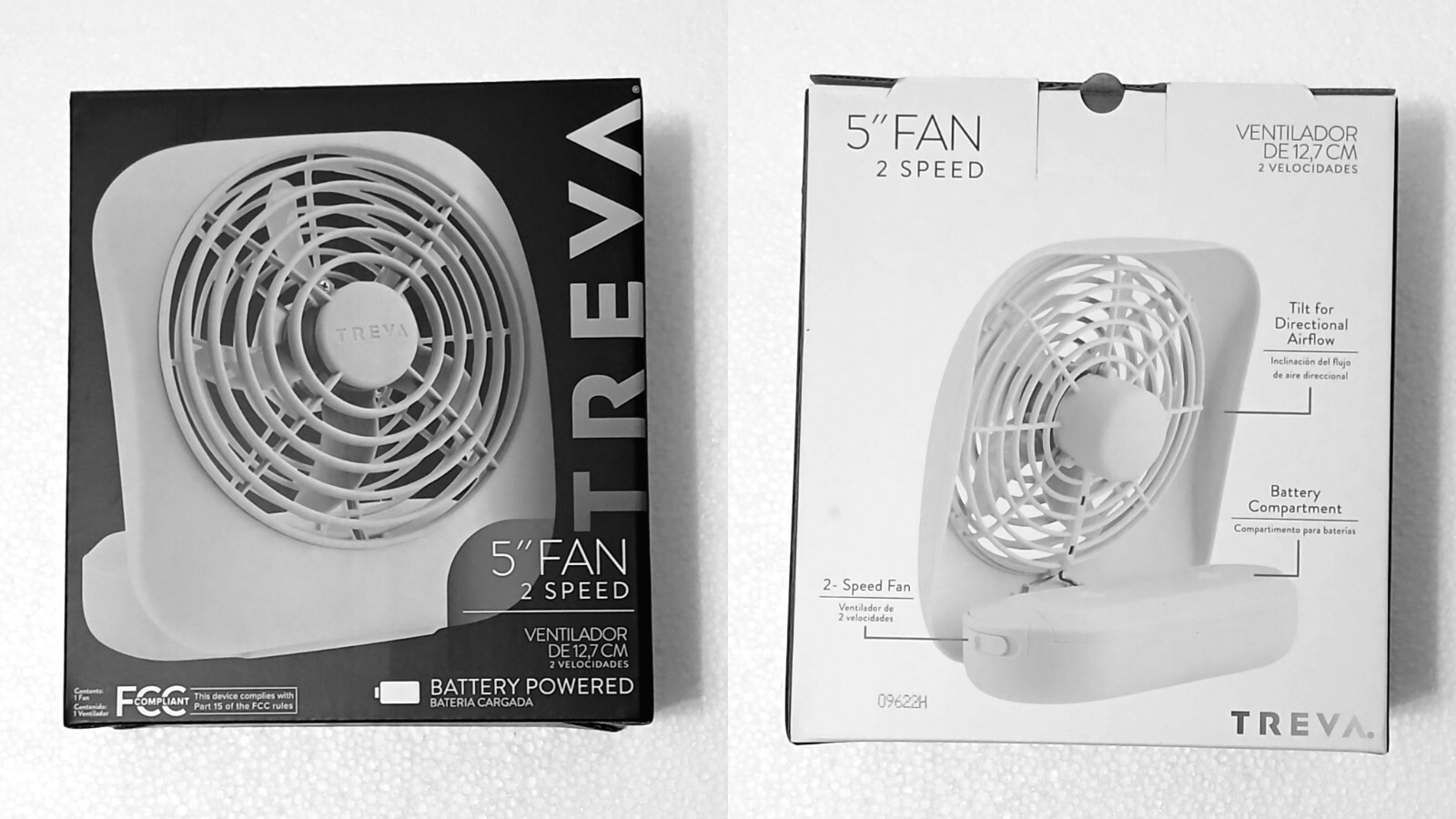 LOT X TWO Desk Fan 5" 2 Speed Battery Powered TREVA Desk Table Fan ...