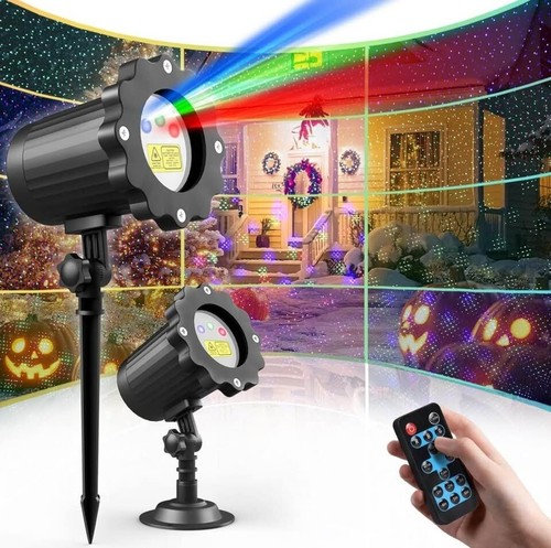Waterproof Laser Projection Light with RF Remote,Timer&12 Effect Moving ...