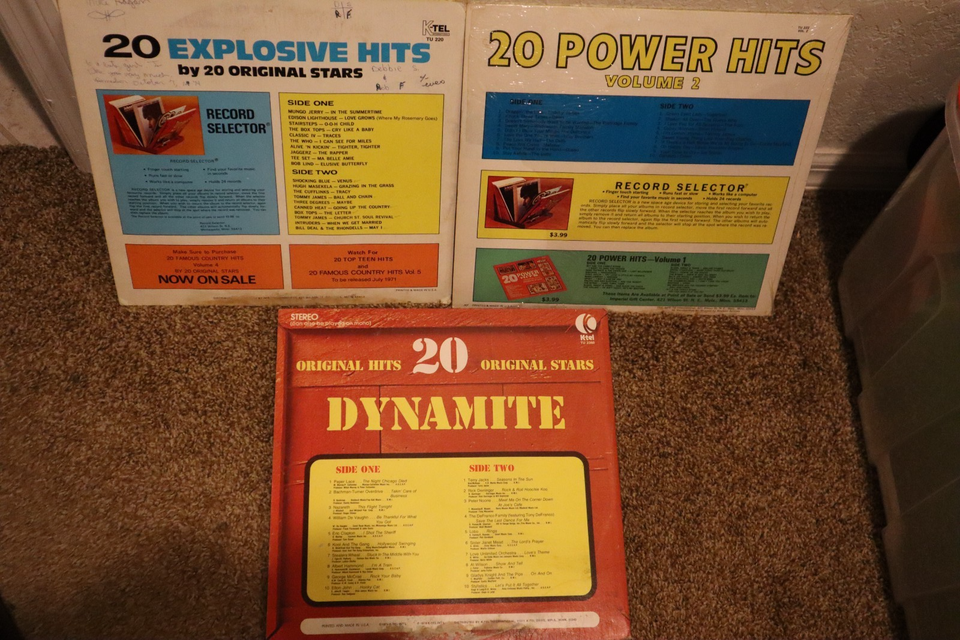 K-TEL 3 ALBUM LOT 20 EXPLOSIVE HIT,S 20 POWER HITS & 20 DYNAMITE HITS ...