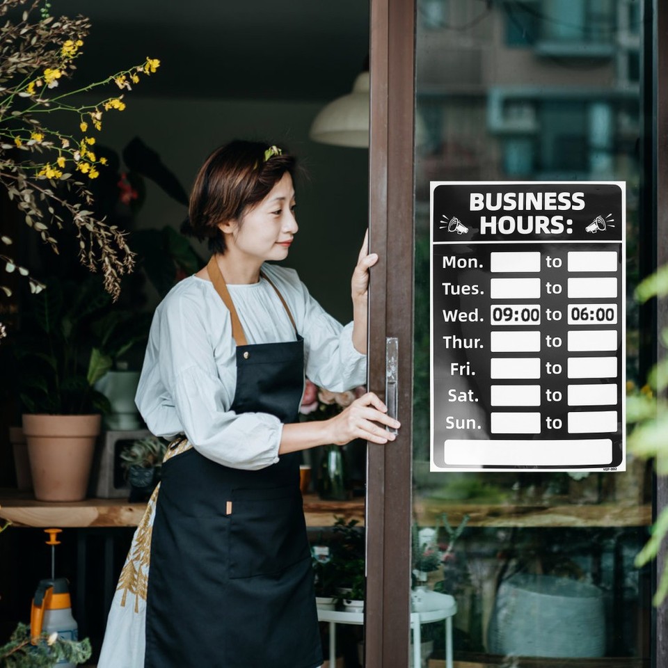 Business Hours Sign Signage Work Store Signs for Opening Stickers ...