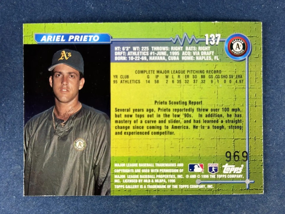 1996 Topps Gallery Player's Private Issue #137 Ariel Prieto Athletics ...