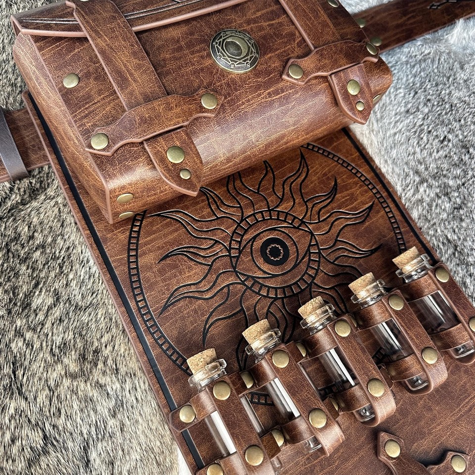 3PCs Medieval Alchemy Faux Leather Belt Bag Set with 5 Cork Potion ...