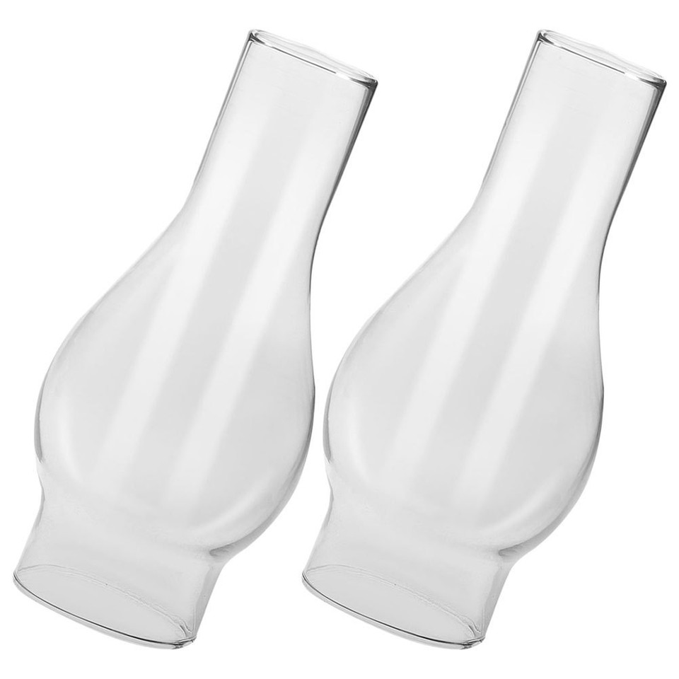2 Pcs Glass Bell Shade Replacement Transparent Lens Lampshade Kerosene ...