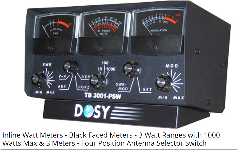 Dosy TB 3001-PSW Inline 3-Watt Meter 3 Meters 1000W 4-Position Antenna ...