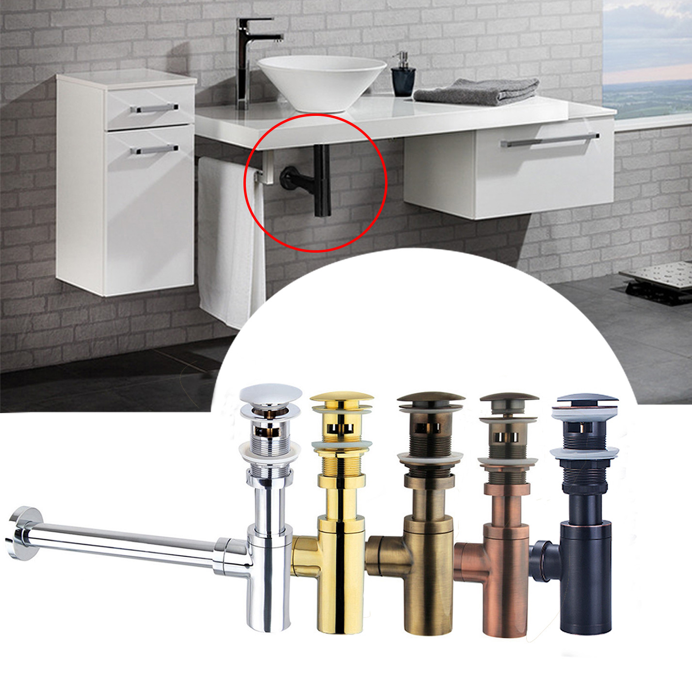 Waste P-Traps Pop Up with Overflow Bathroom Basin Sink Tap Bottle Trap ...