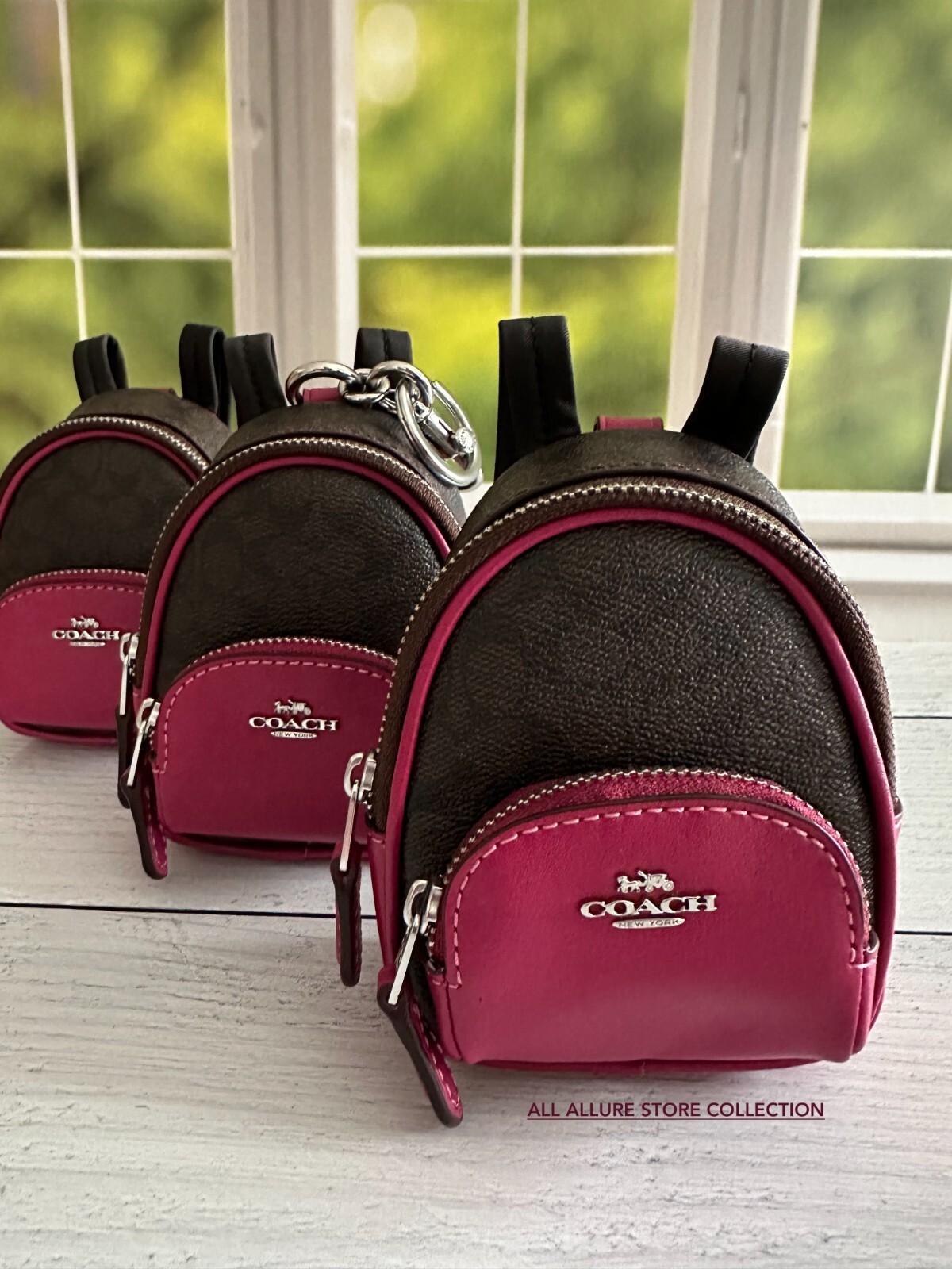 Coach Mini Court Backpack Bag Charm Keychain Silver/Brown/Bright Violet ...