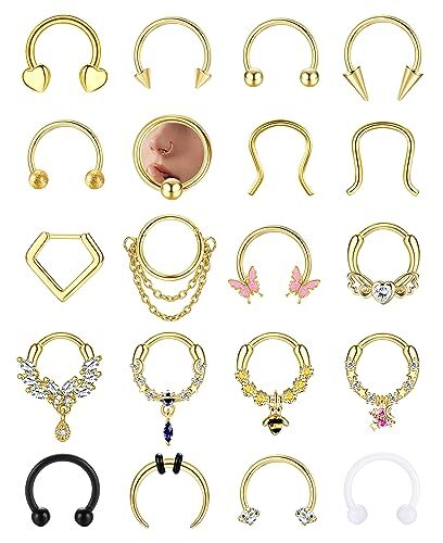 20Pcs Septum Rings 16G Small Septum Jewelry Surgical Steel Septum ...