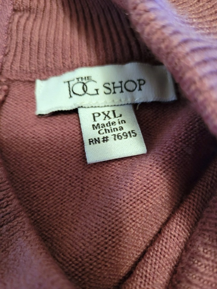 PXL Sweater PETITE Mauve Mock Neck THE TOG SHOP Zip Back Collar | eBay