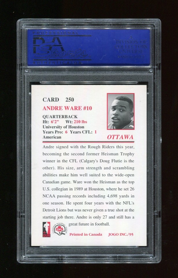 ANDRE WARE 1995 JOGO CFL #250 - PSA 9 MINT - OTTAWA ROUGH RIDERS | eBay