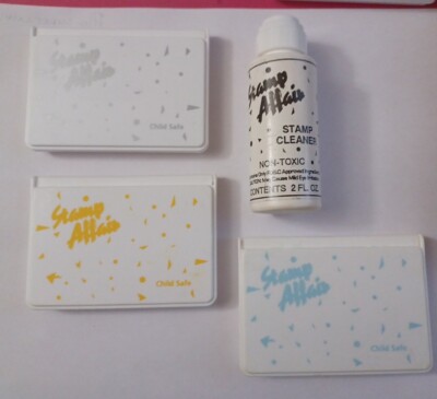 Stamp Affair Ink Pads W/ Stamp Cleaner Pre-owned Yellow Blue Clear ...