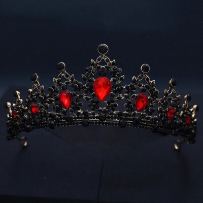 Vintage Baroque Goth Black Red Tiara Crown Princess Queen bridal diadem ...