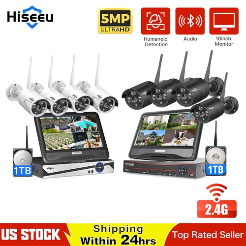 5MP Hiseeu 10Channel NVR Outdoor Security Camera CCTV System Wired WiFi ...