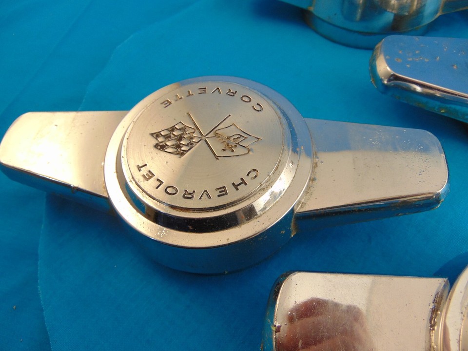 FOUR 1956-1962 Chevrolet Corvette Hub Cap Spinners Used Aged Original ...