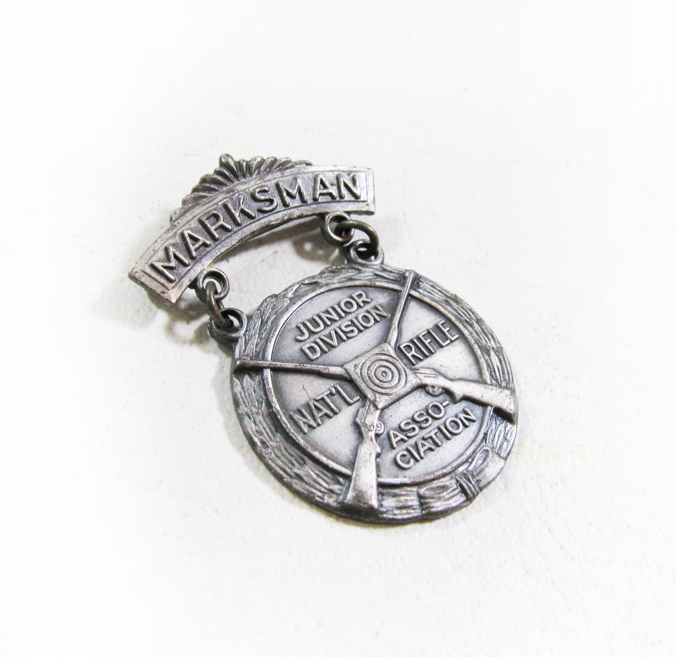 Vintage NRA National Rifle Association Junior Division Marksman Medal ...