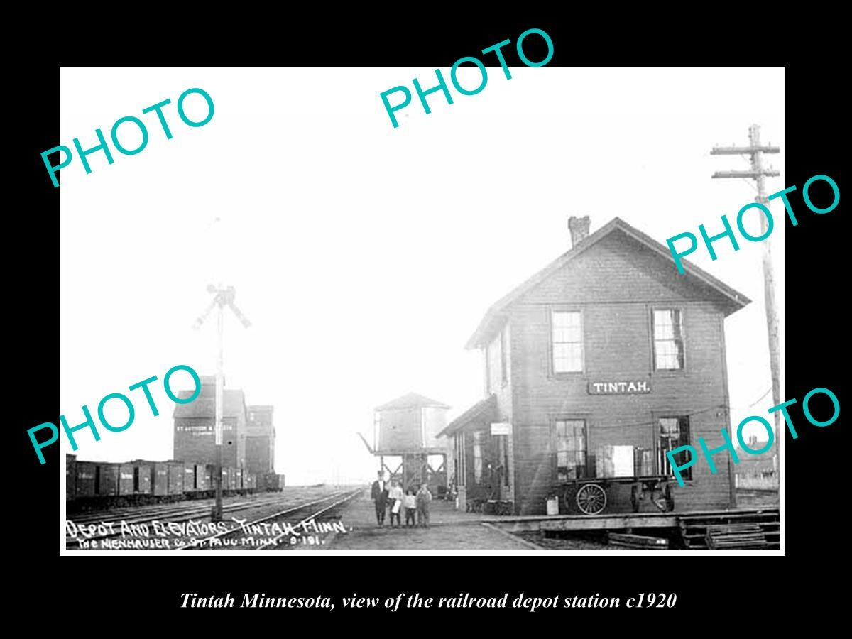 OLD 8x6 HISTORIC PHOTO OF TINTAH MINNESOTA THE RAILROAD DEPOT STATION ...