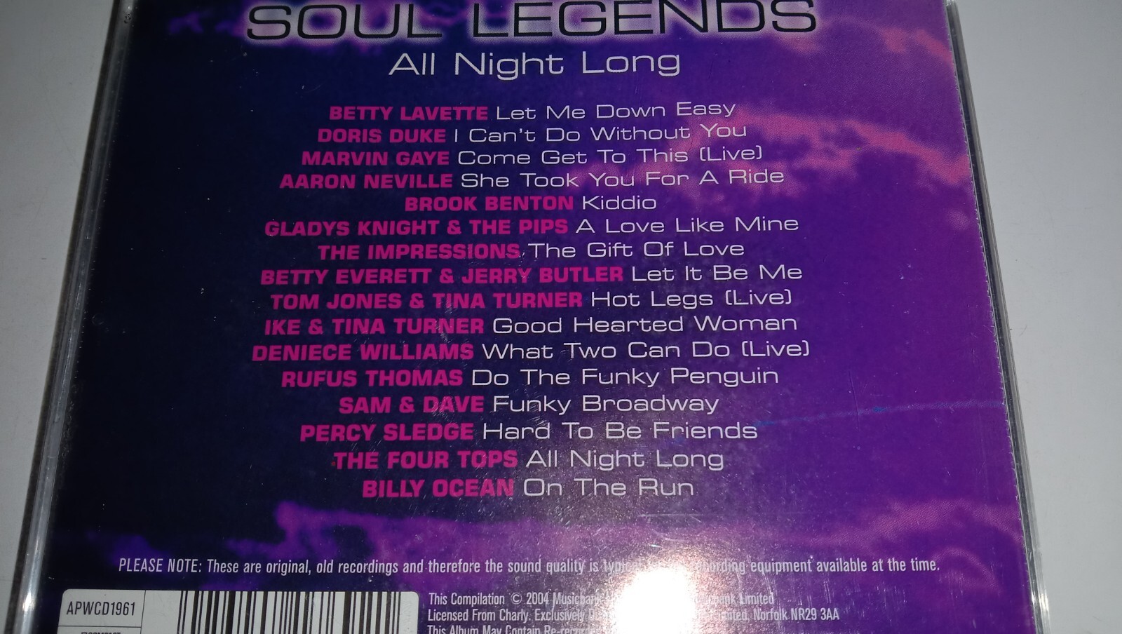 SOUL LEGENDS (ALL NIGHT LONG - VARIOUS ARTISTS CD IN EXCELLENT ...