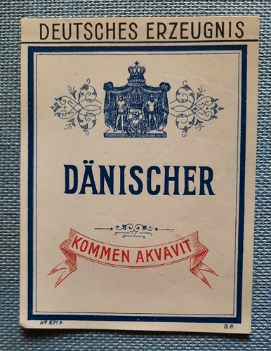 Old Bottle Label Danish Akvavit Brothers Hartkopf Gmbh Berlin | eBay