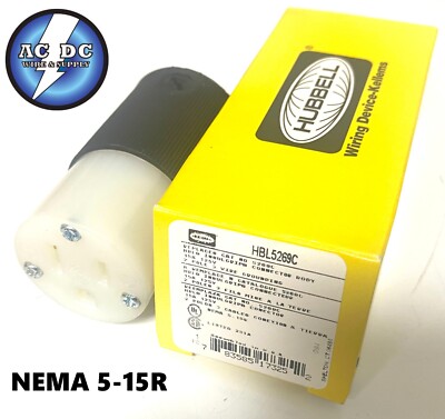 HUBBELL STRAIGHT BLADE PLUG HBL5269C 15A 125VAC NEMA 5-15R | eBay