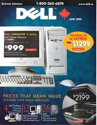 Retail Ad Flyer - Dell Canada - Computers PC's Laptops - 06/00 Brochure ...