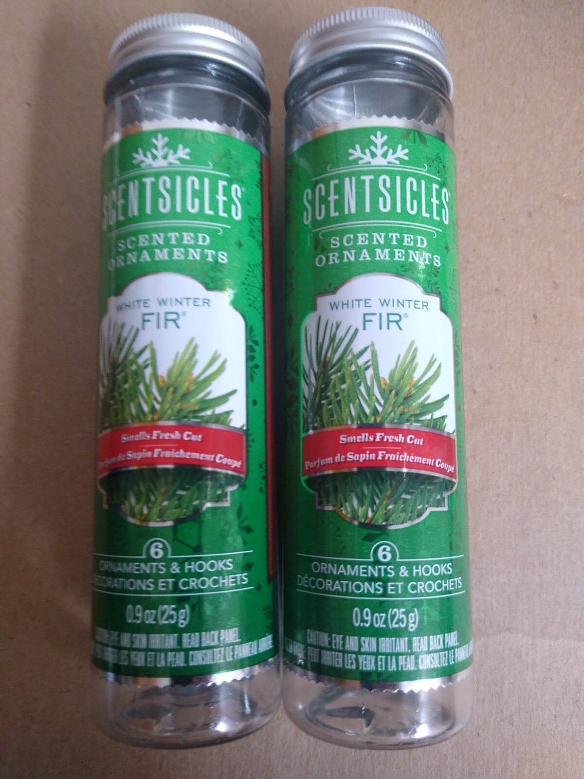 Lot of 2 ScentSicles White Winter Fir Scented Ornaments with Hooks ...