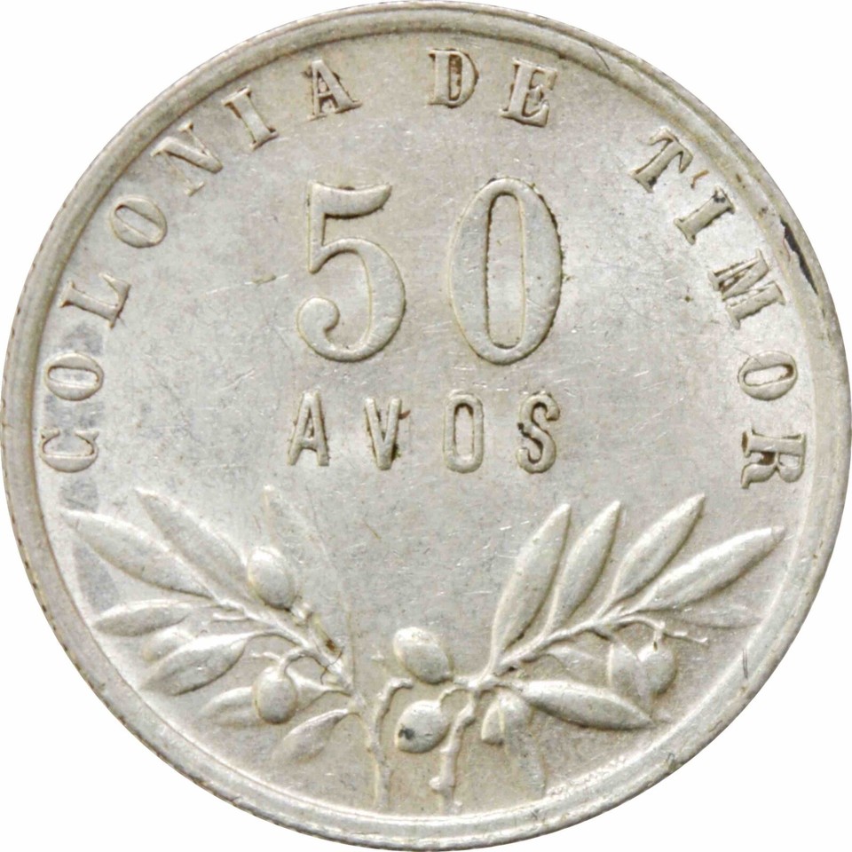 Portuguese Timor 50 avos 1951, UNC, "Pataca (1886 - 1957)" silver coin ...