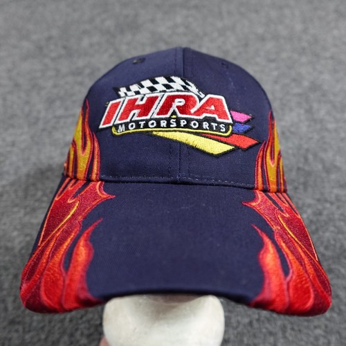 NHRA Hat Strap Back Blue Red Flames Drag Racing Motorsports Embroidered ...