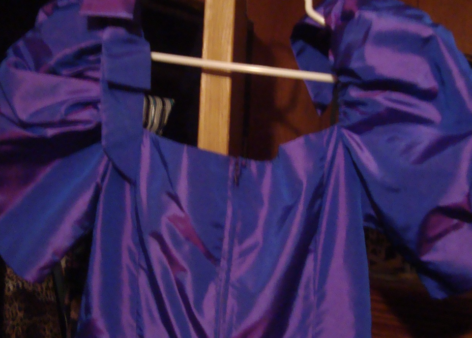 Vintage Dress SIZE MEDIUM purple taffeta ALFRED ANGELO bow party 80s ...