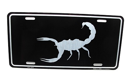 SCORPION SCORPIO BLACK BRUSHED METAL CAR NOVELTY LICENSE PLATE AUTO TAG ...